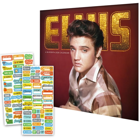 Elvis Presley Calendar 2026 Deluxe Mini Bundle with Reminder Stickers ...