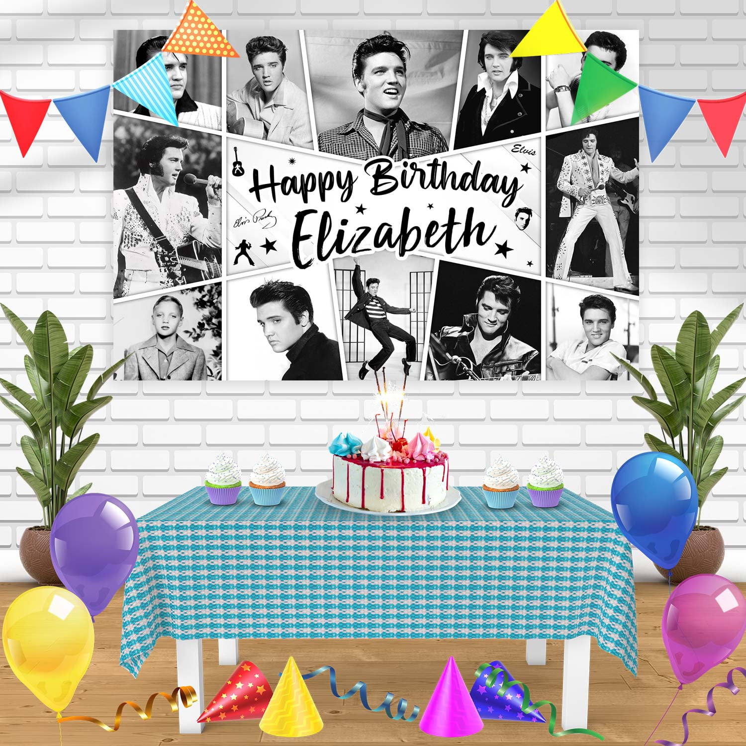 Elvis Presley King Of Rock And Roll Collage Birthday Banner ...