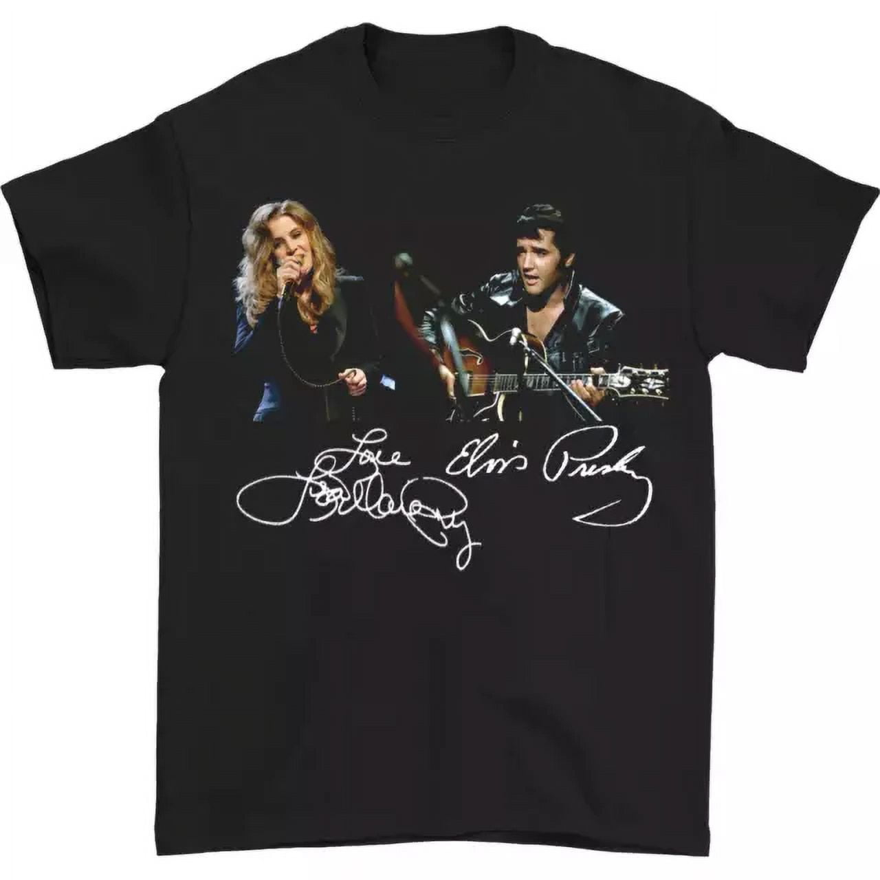 Elvis Presley Lisa Marie Presley signature Memory T-shirt Black FF314 ...
