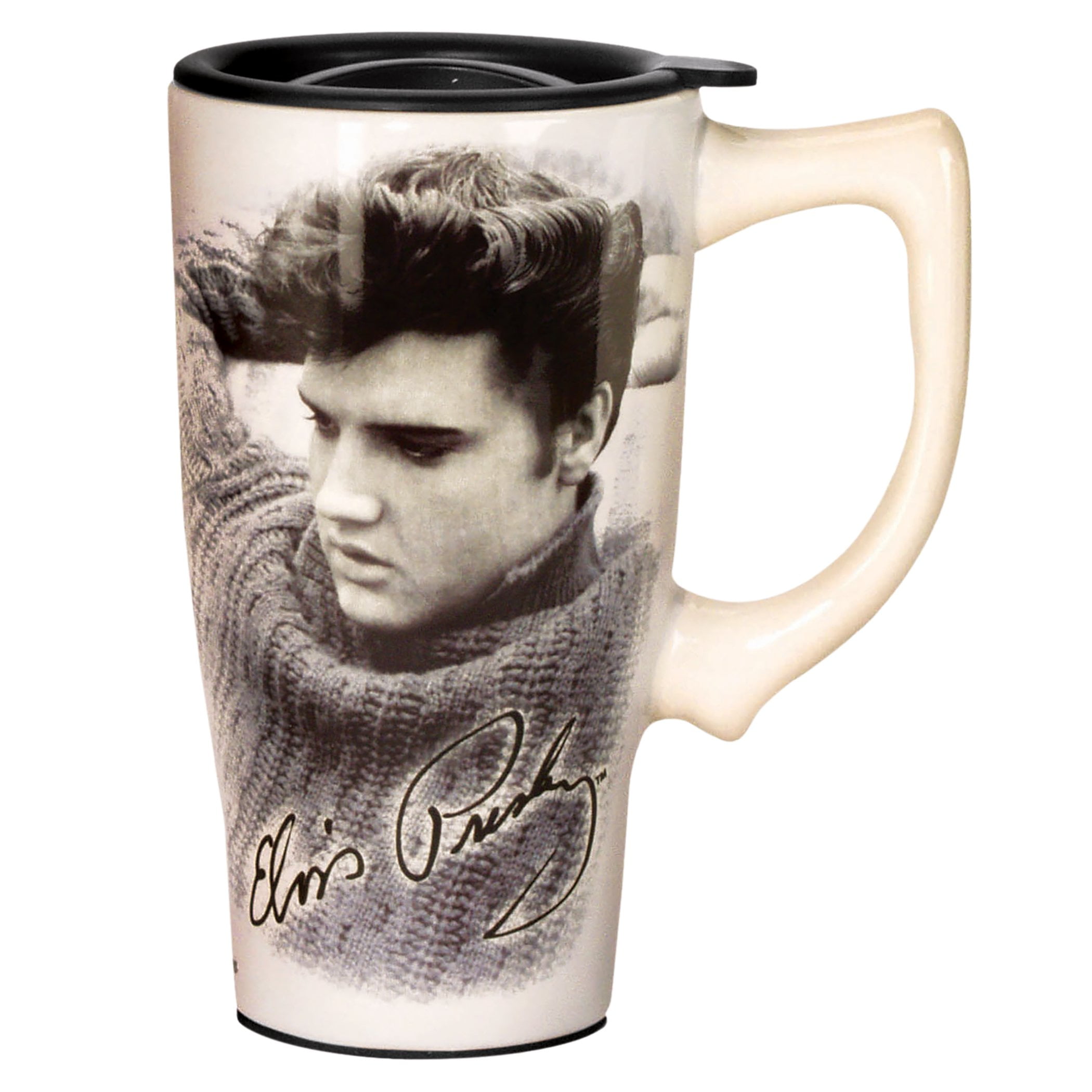 Elvis Presley Ceramic Travel Mug, 16 Ounce, Microwave Safe, with Lid ...