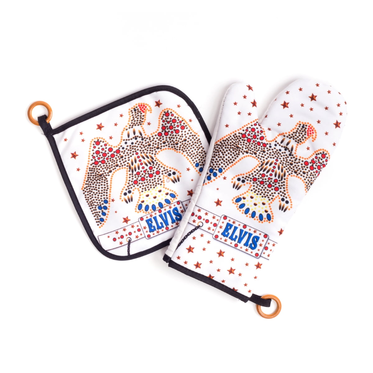 Elvis Presley Novelty Decor - Oven Mitt & Pot Holder Set, White ...