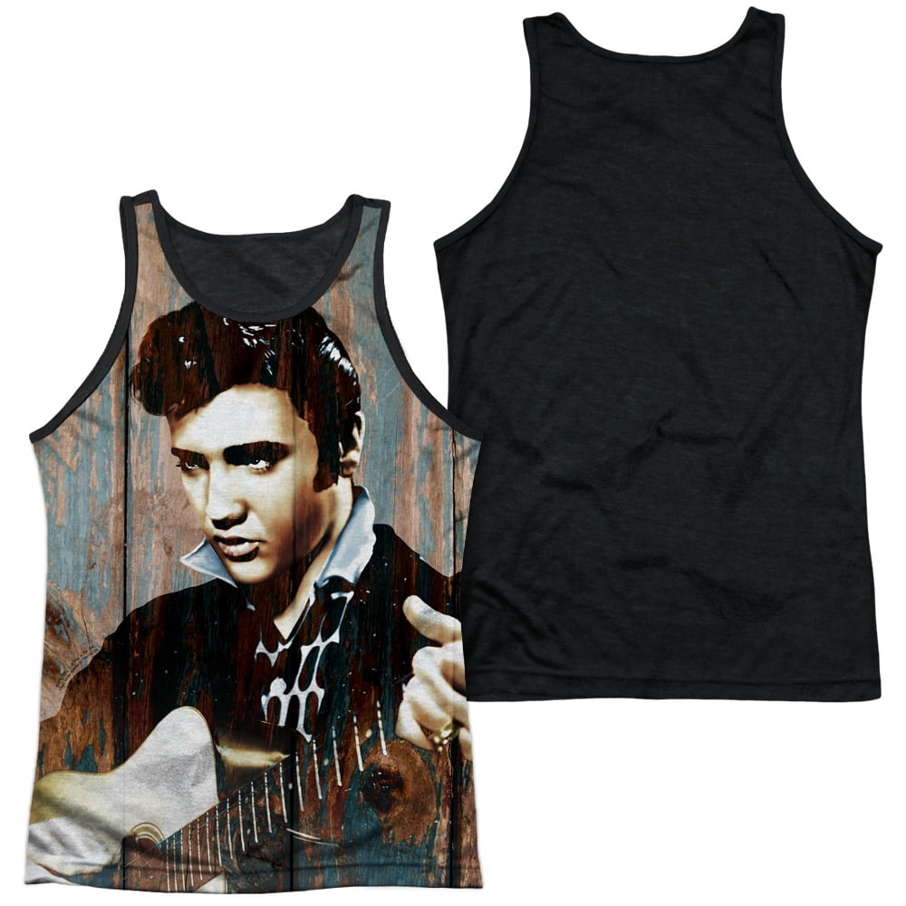 Elvis Presley Woodgrain Sublimated Tank Top White/Black - Walmart.com