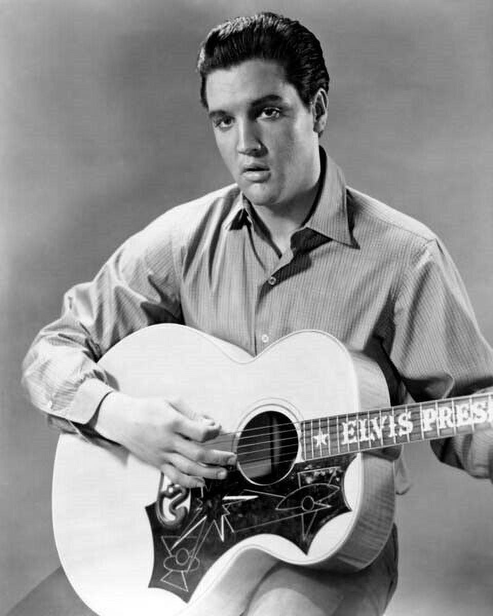 Elvis Presley iconic young pose with his Elvis guitar 8x10 inch photo ...