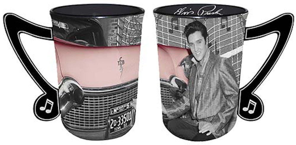 Elvis Presley mug cup 16 oz gray pink car music note handle E8630 ...