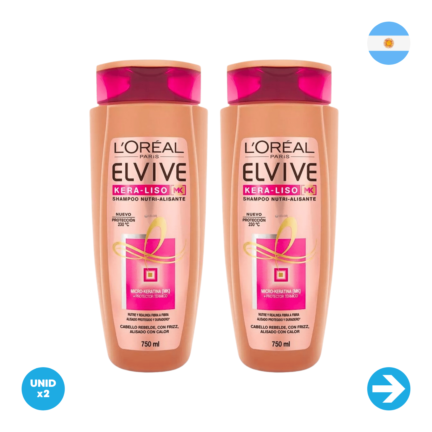 Elvive Loreal - Kera Smooth Mk Nutri Smoothing Shampoo - 750ml x2 Units ...
