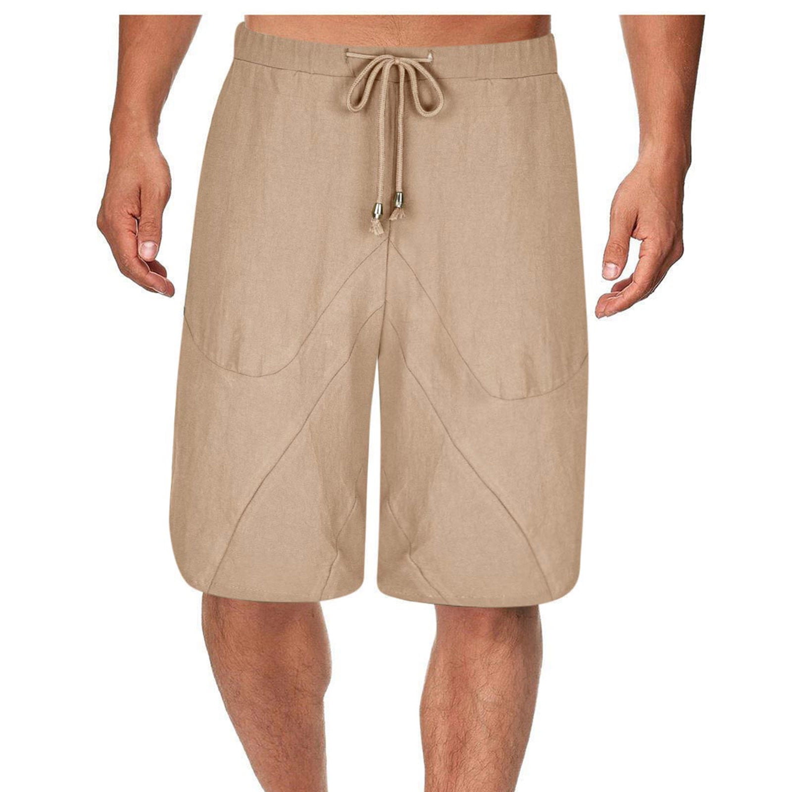 Elvqul Cargo Shorts for Men Cotton Linen Khaki Plain Shorts - Walmart.com