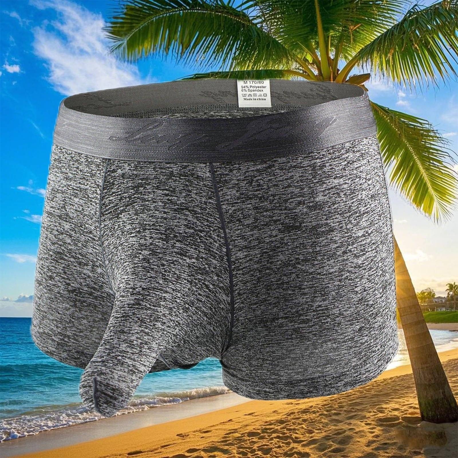 Elvqul Casual Boxer Briefs for Men Breathable Black Pouch Support ...