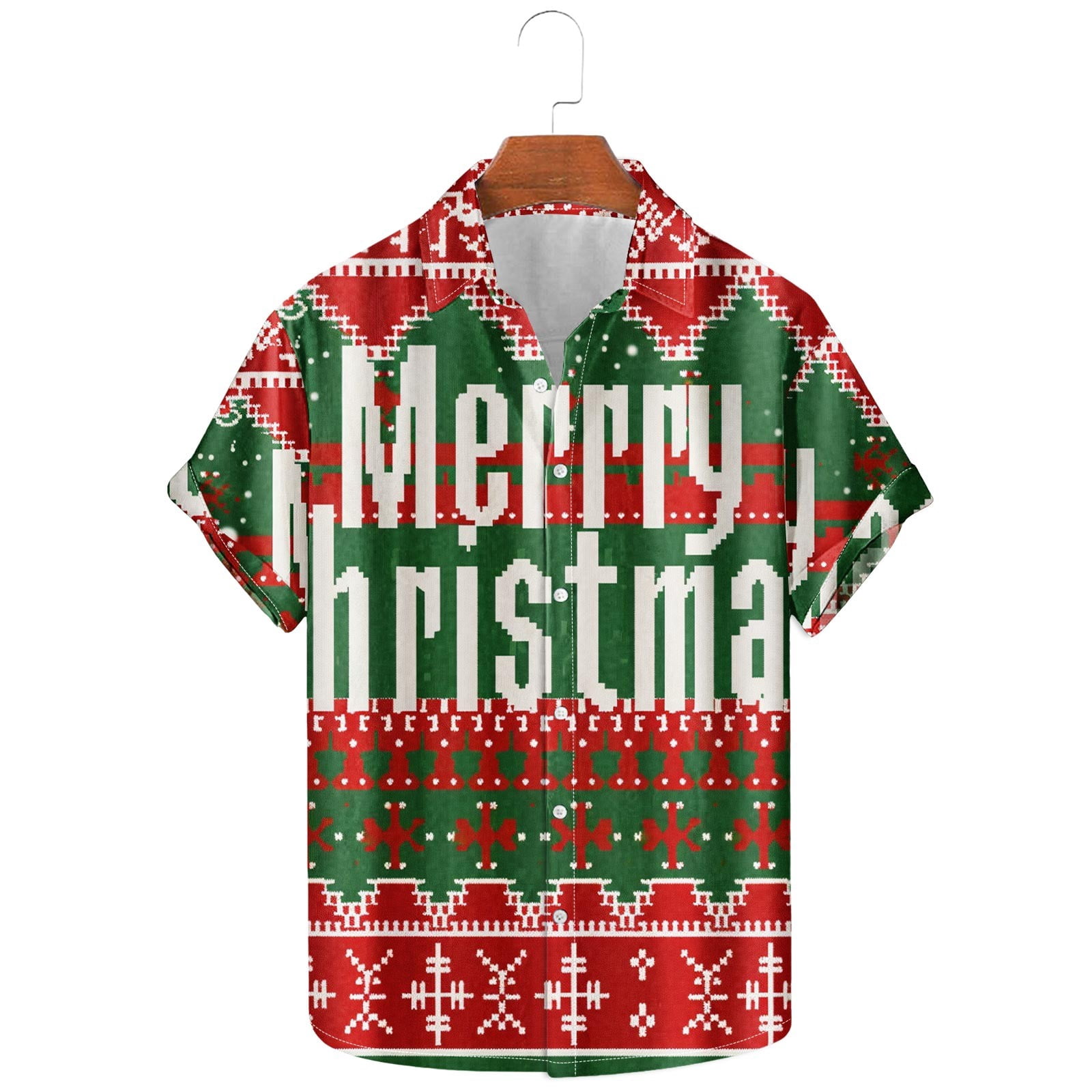 Elvqul Casual Shirts for Men Christmas Short Sleeve Button up Graphic ...