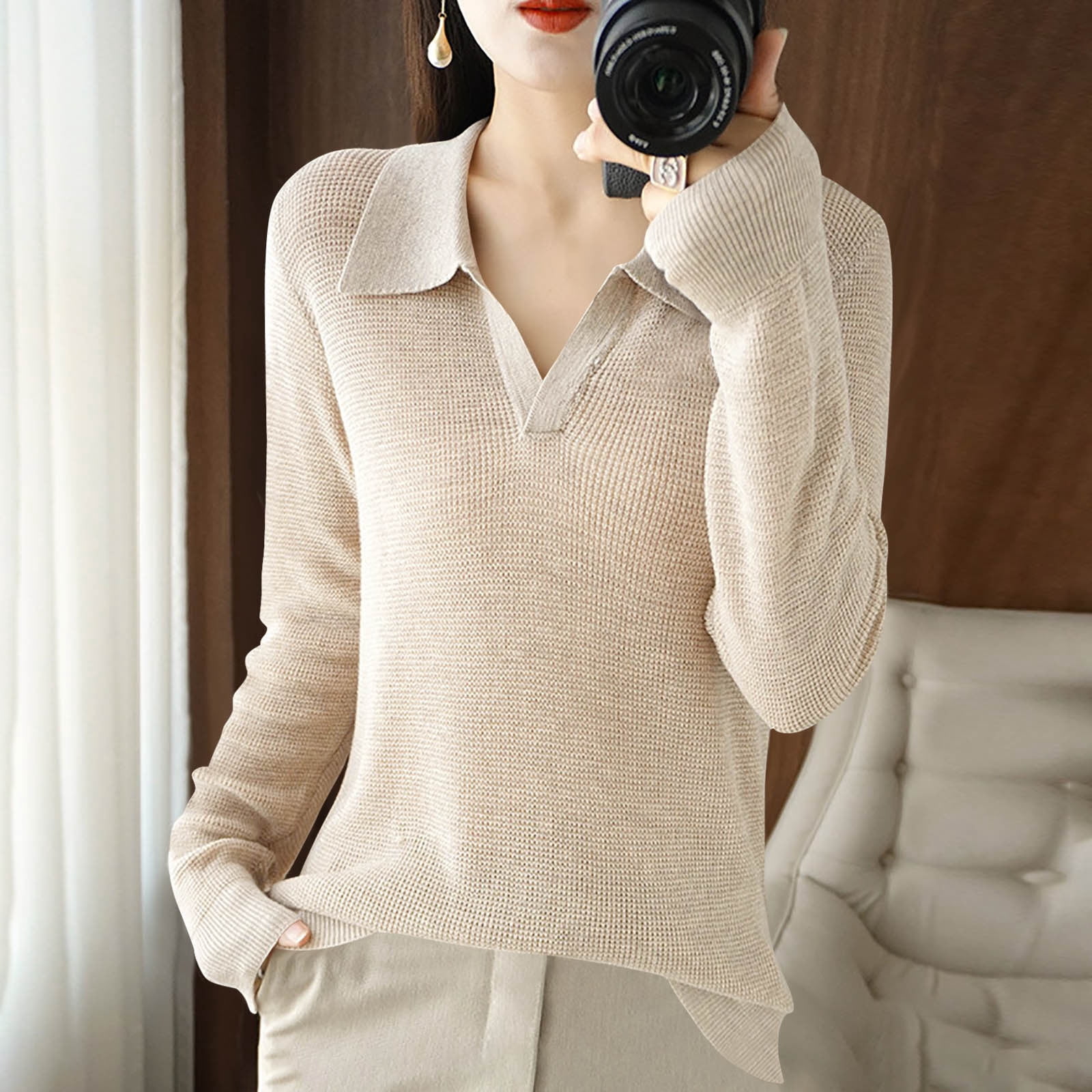 Hipattires Casual Sweaters for Women Shrink-to-Fit Knit Pullover Soft ...