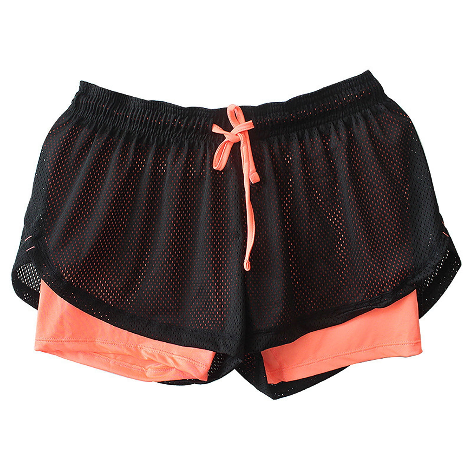 Elvqul Shorts for Women Orange Training Sport Solid Summer Yoga Loose ...