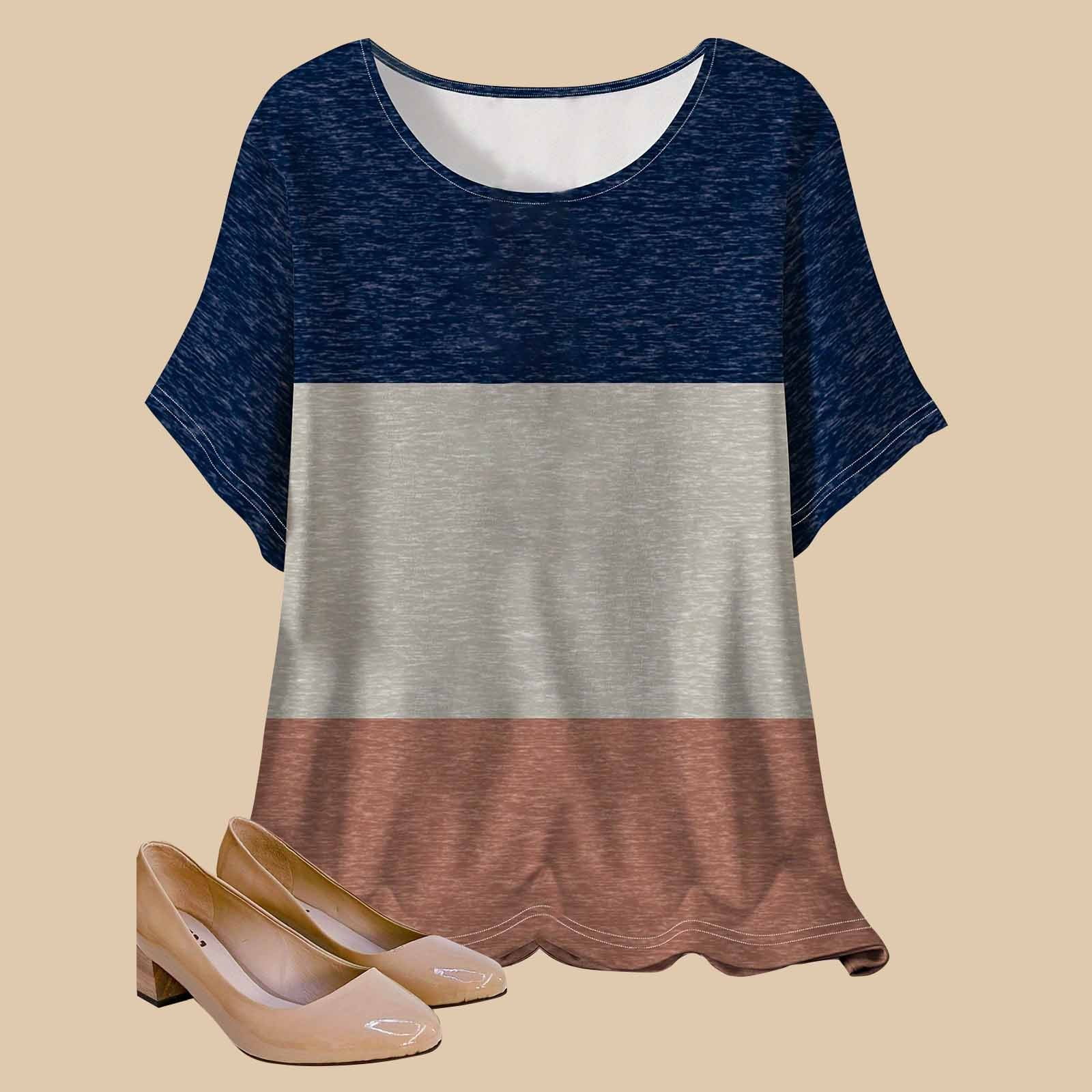 Elvqul Comfy Tops for Women Crew Neck Yellow Blouses Short Sleeve Plain ...