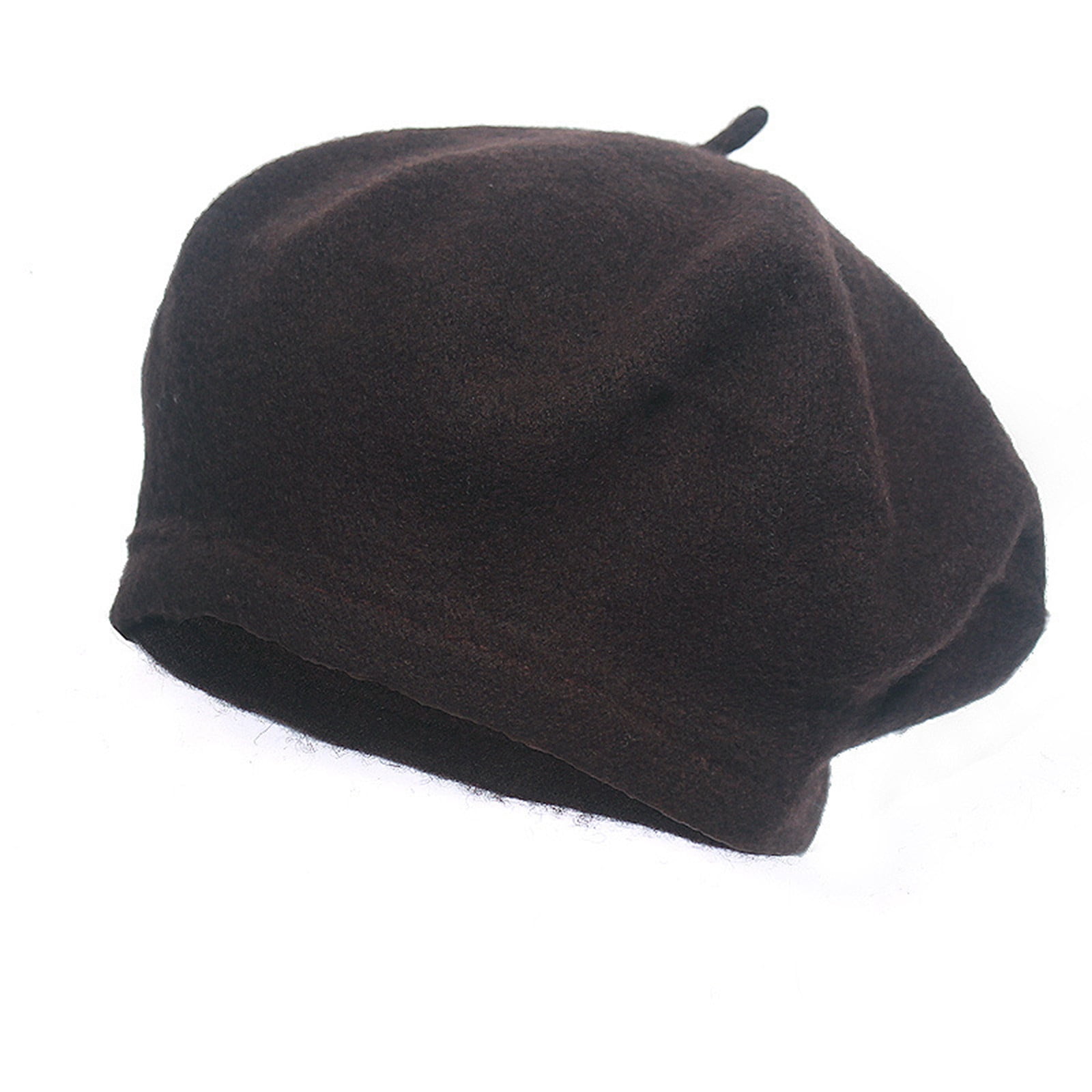 Elvqul Hat Women Winter Fleece Thick Coffee Beret Solid Ladies Cap ...