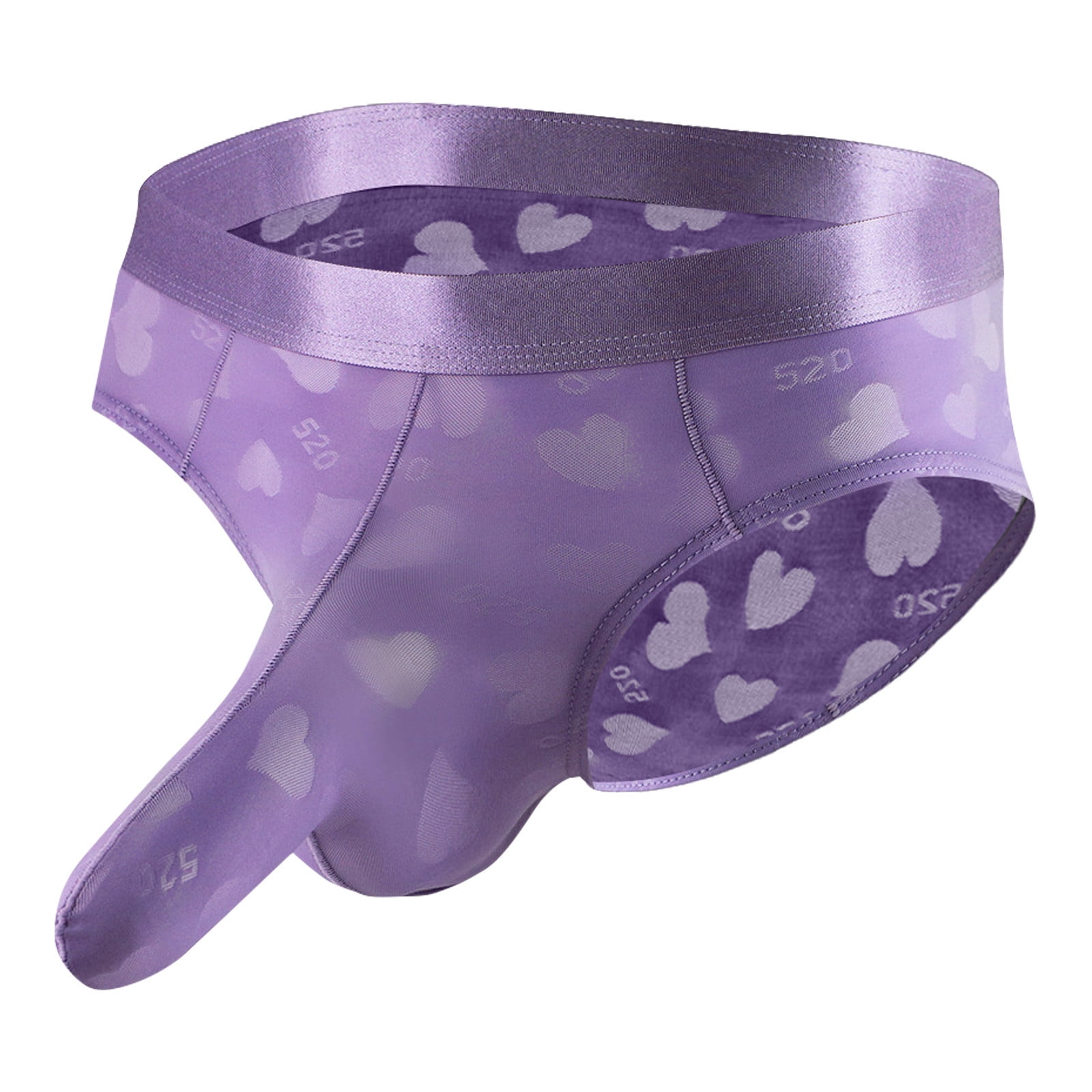 Elvqul Heart Print Underwear for Men Pouch For Balls Briefs Pull-On Supportive Soft Fashion Sexy ...