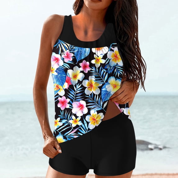 Elvqul High Waisted Swimsuits for Women Racertback Bathing Suits Modest ...