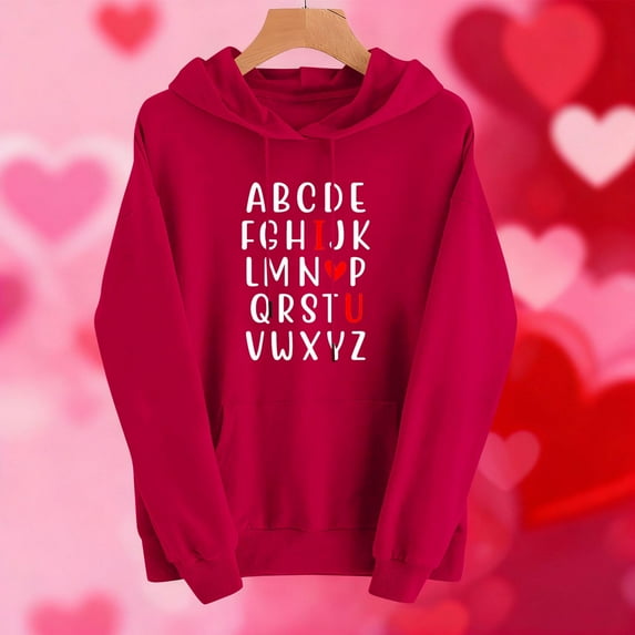 Elvqul Hoodies Sweatshirts for Women Pullover Shirts Graphic Holiday Valentines Oversized Plus ...