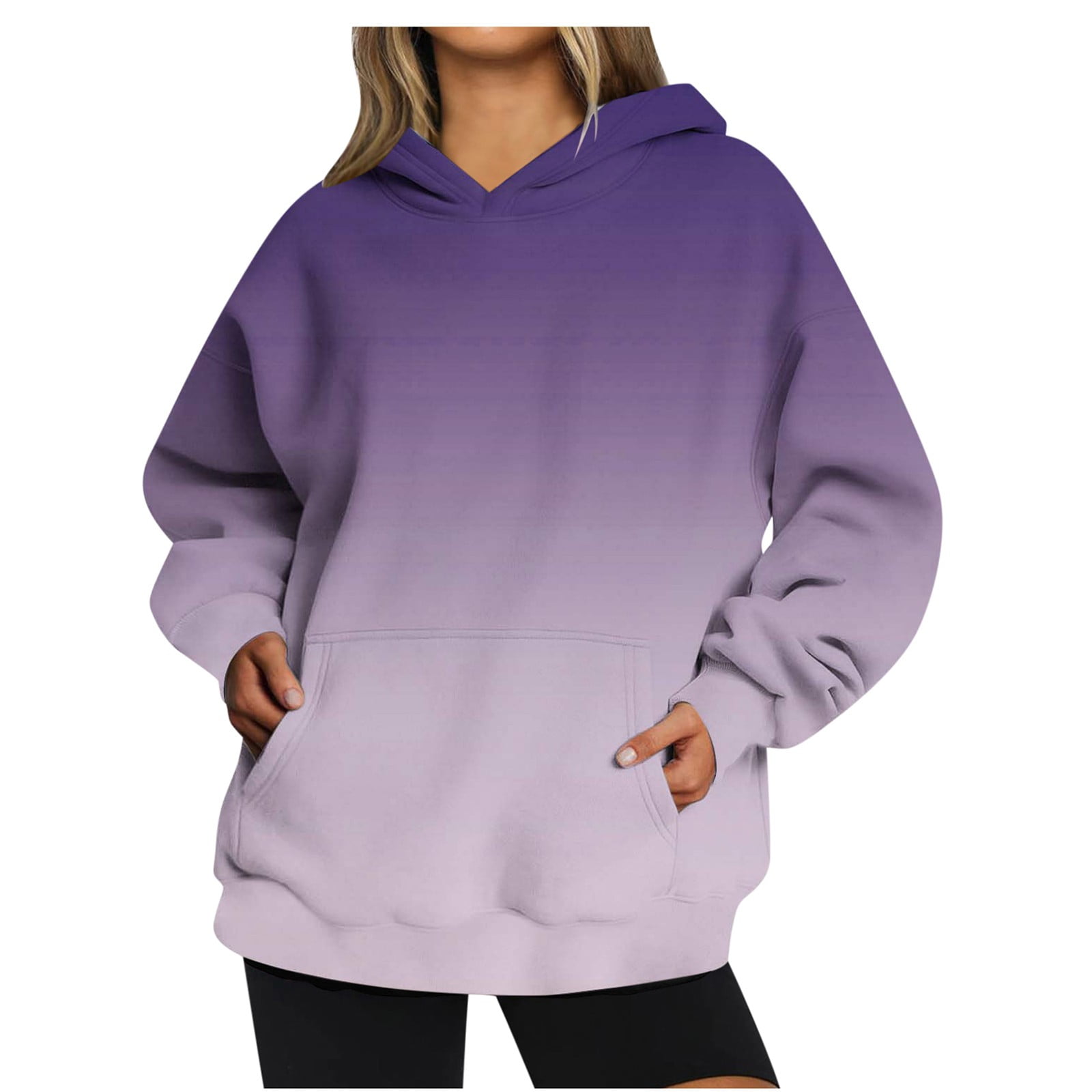 Elvqul Hoodies Women Clearance Gradient Print Pullover Soft Womens ...