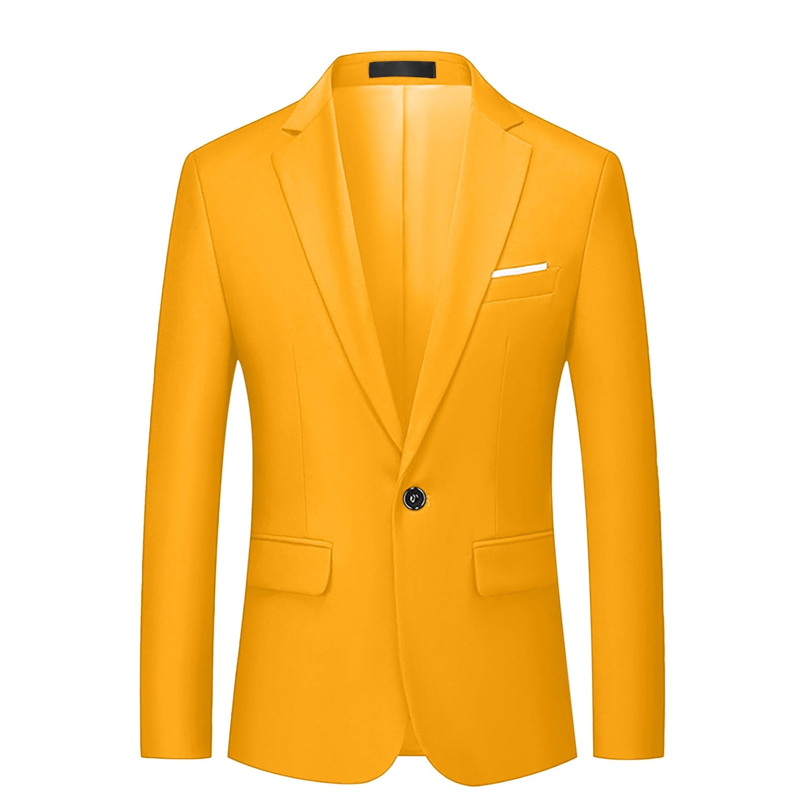 Elvqul Jackets for Men Yellow Fashion Collared Blazer Winter Coat ...