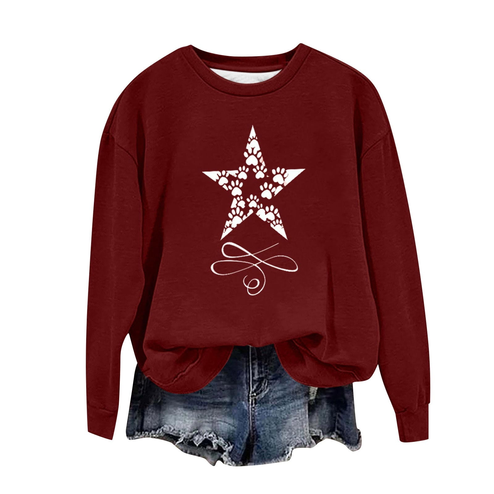 Elvqul Long Sleeve Sweatshirts for Women Crew Neck Sweatshirts Pattern ...