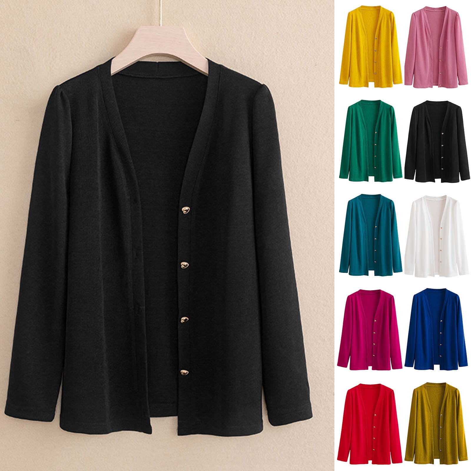 Elvqul Loose Cardigans for Women Lightweight Solid Color Sweaters ...