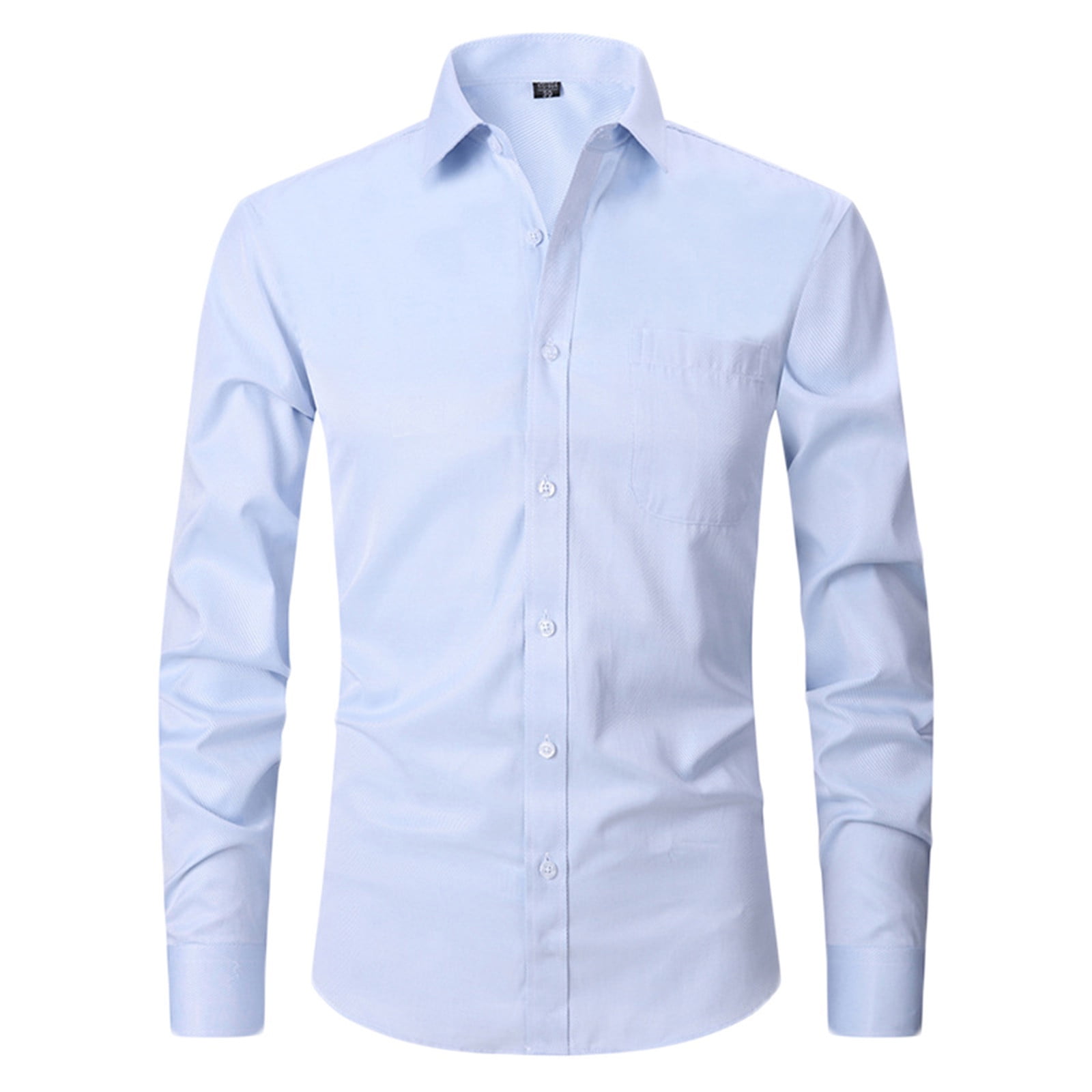 Elvqul Men's and Big Men's Shirts Long Sleeve Sky Blue Collared Button ...