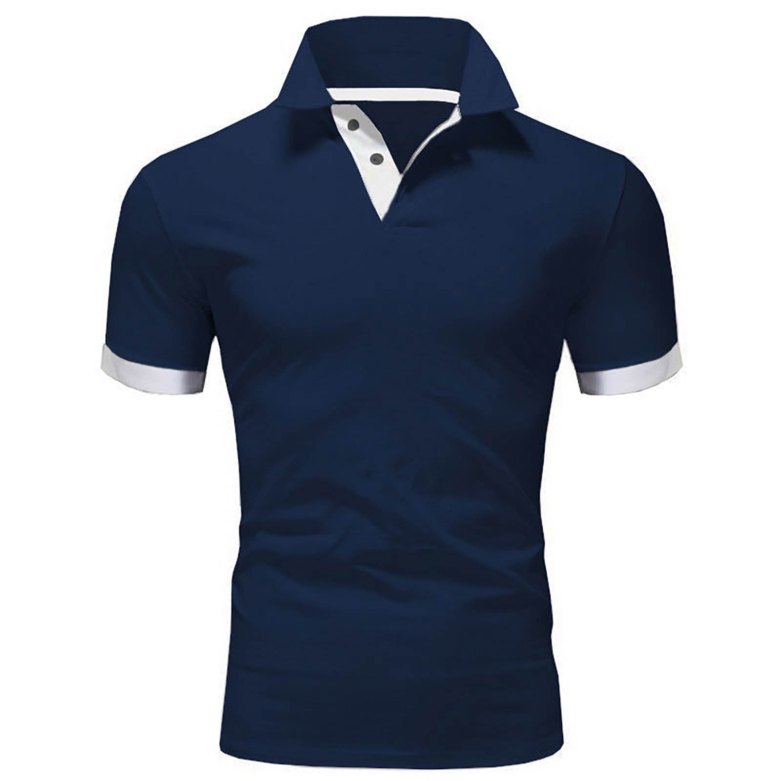 Elvqul Mens Collared Shirts Short Sleeve Navy Pullover Regular Outdoor ...