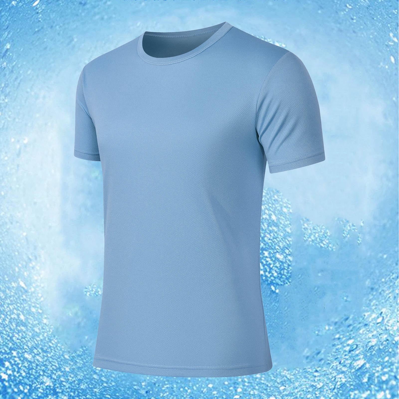 Elvqul Mens Light Blue T Shirts Casual Short Sleeve T-Shirts Sports Gym ...