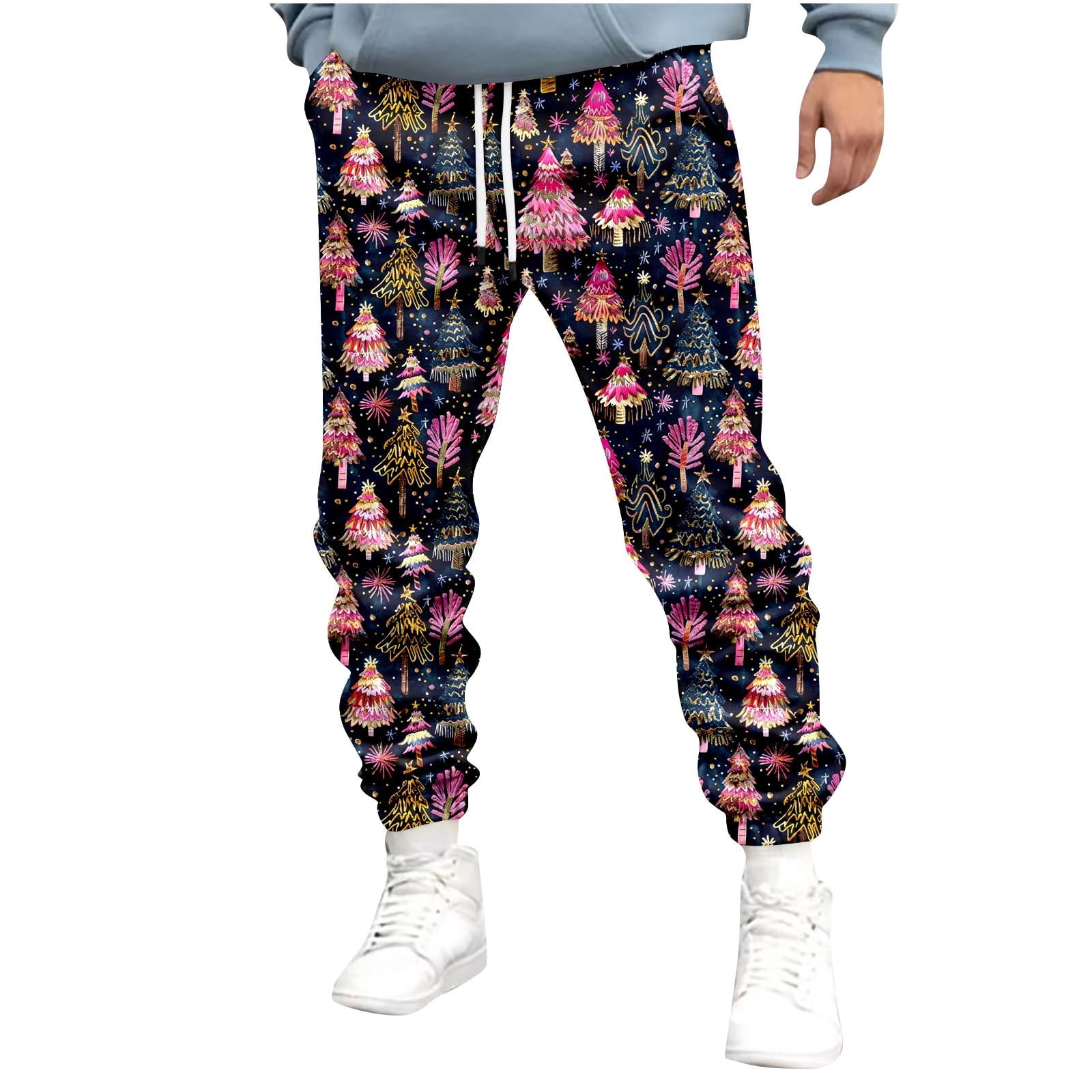 Elvqul Mens Outdoor Sweatpants Graphics Straight-Leg Pullover Christmas ...
