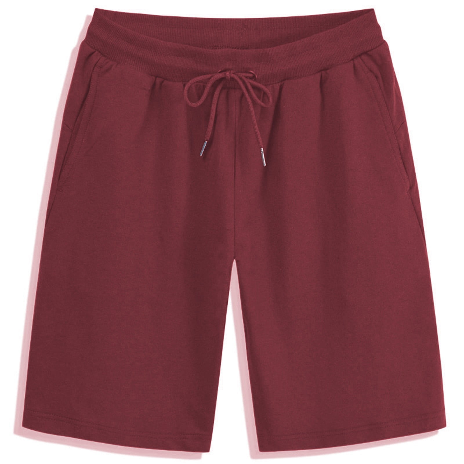 Elvqul Mens Red Shorts with Pockets Plain Casual Elastic Waist Shorts ...