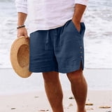 Elvqul Mens Shorts Elastic Waist Pockets Board Shorts Drawstring Beach ...