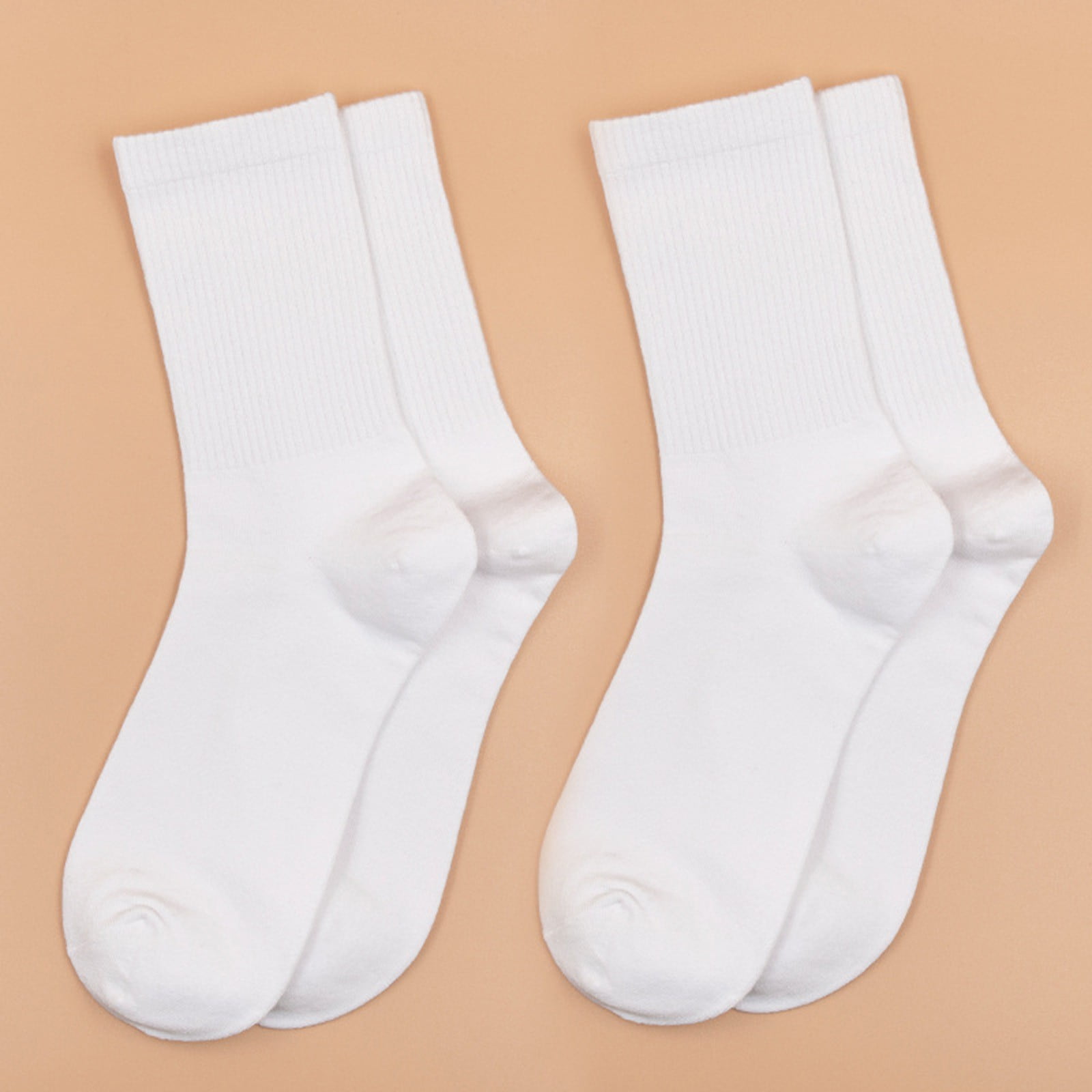 Elvqul Mens Socks White Calf Basic Solid Comfy Unisex Cotton Sock for ...