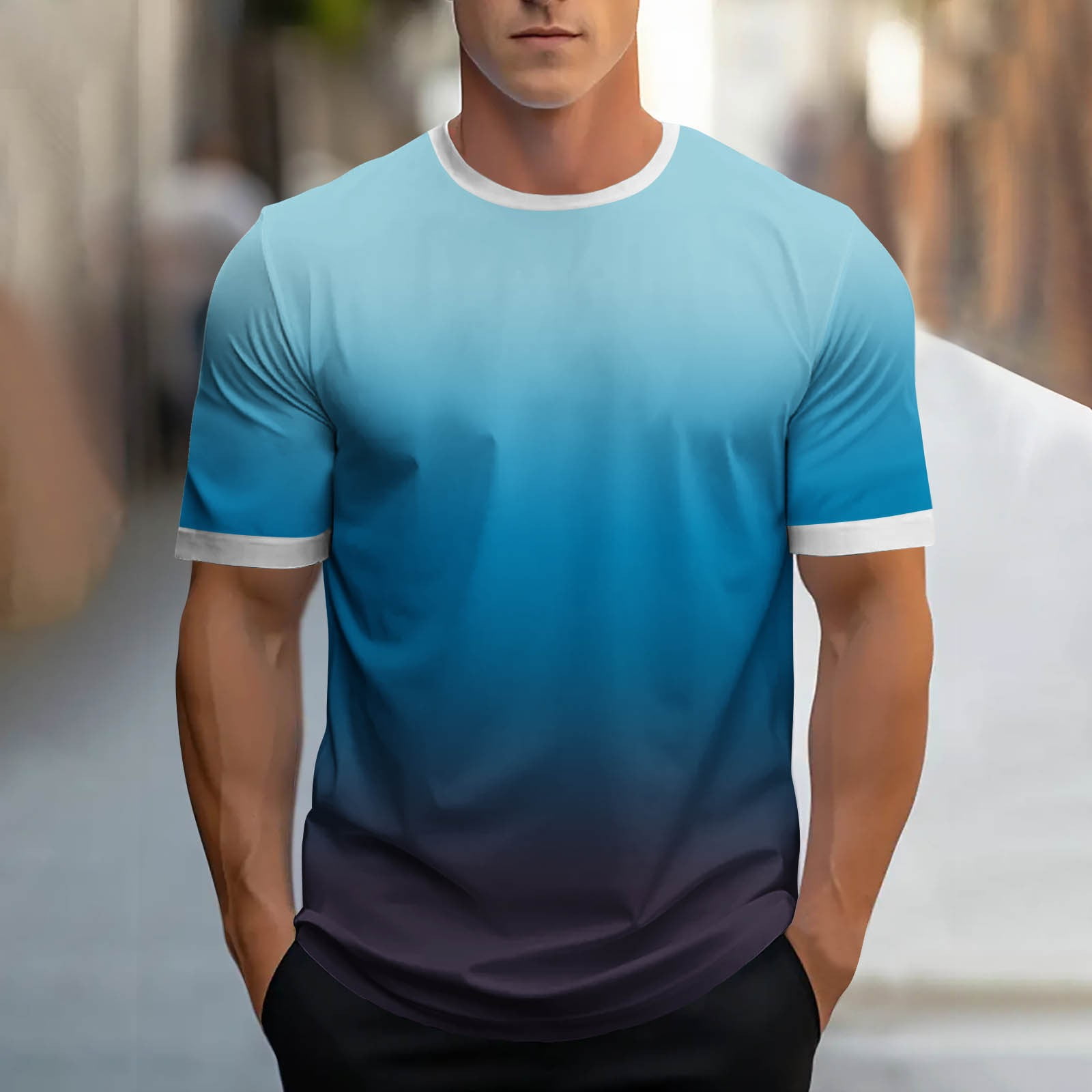 Elvqul Mens Sports Shirts Style Pull On Light Blue Short Sleeve ...