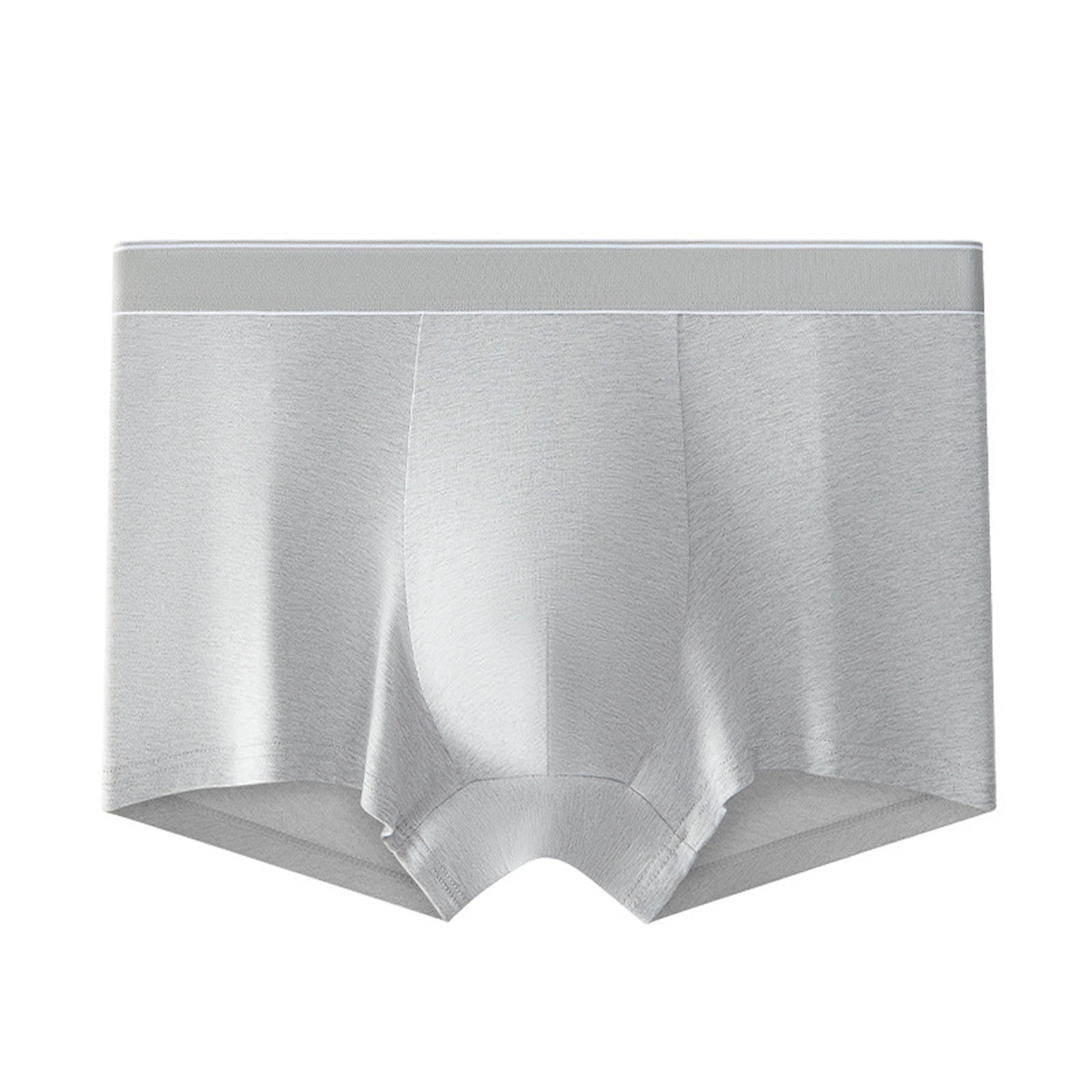 Elvqul Mens Underwear Boxers Solid Color Pull-On Cotton Silver Fashion ...