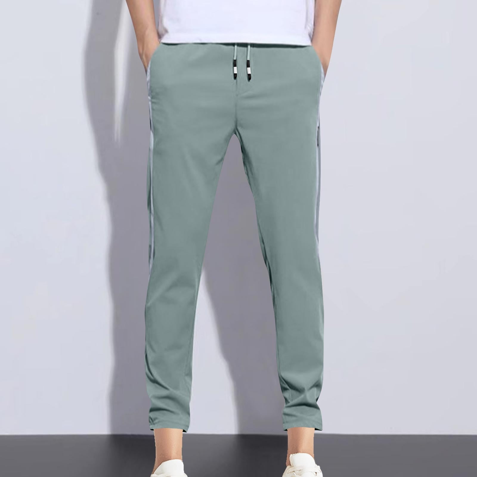 Elvqul Mens Workout Sweatpants Slim Straight Drawstring Pullover Party ...