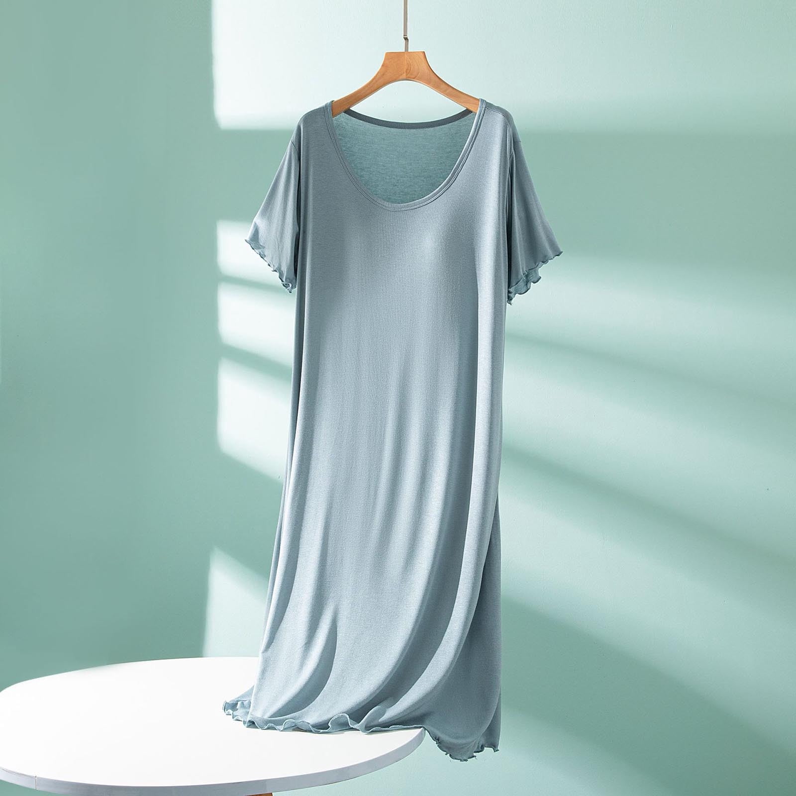 Royisotas Nightgowns for Women Casual Light Blue Nightdress Long Loose ...