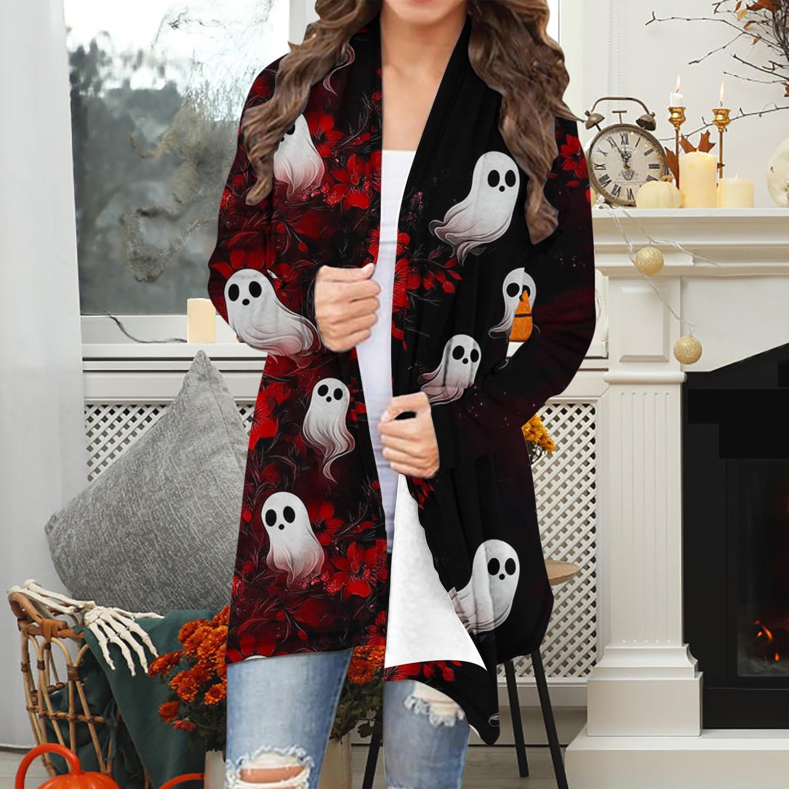 Elvqul No Hood Jackets for Women Large Open Front Fashion Halloween ...
