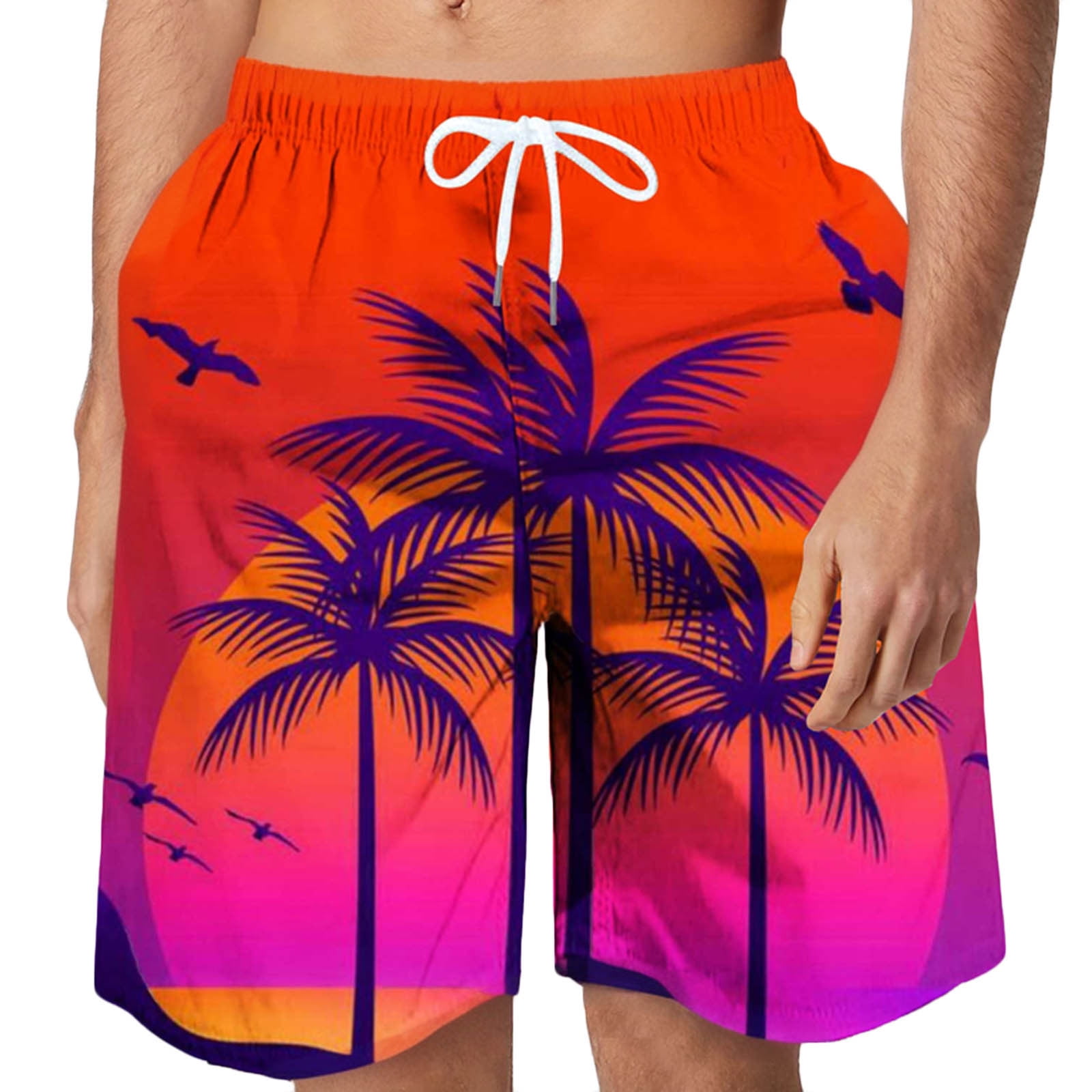 Elvqul Orange Shorts for Men Elastic Waist Bermuda Pull On Under $5 ...