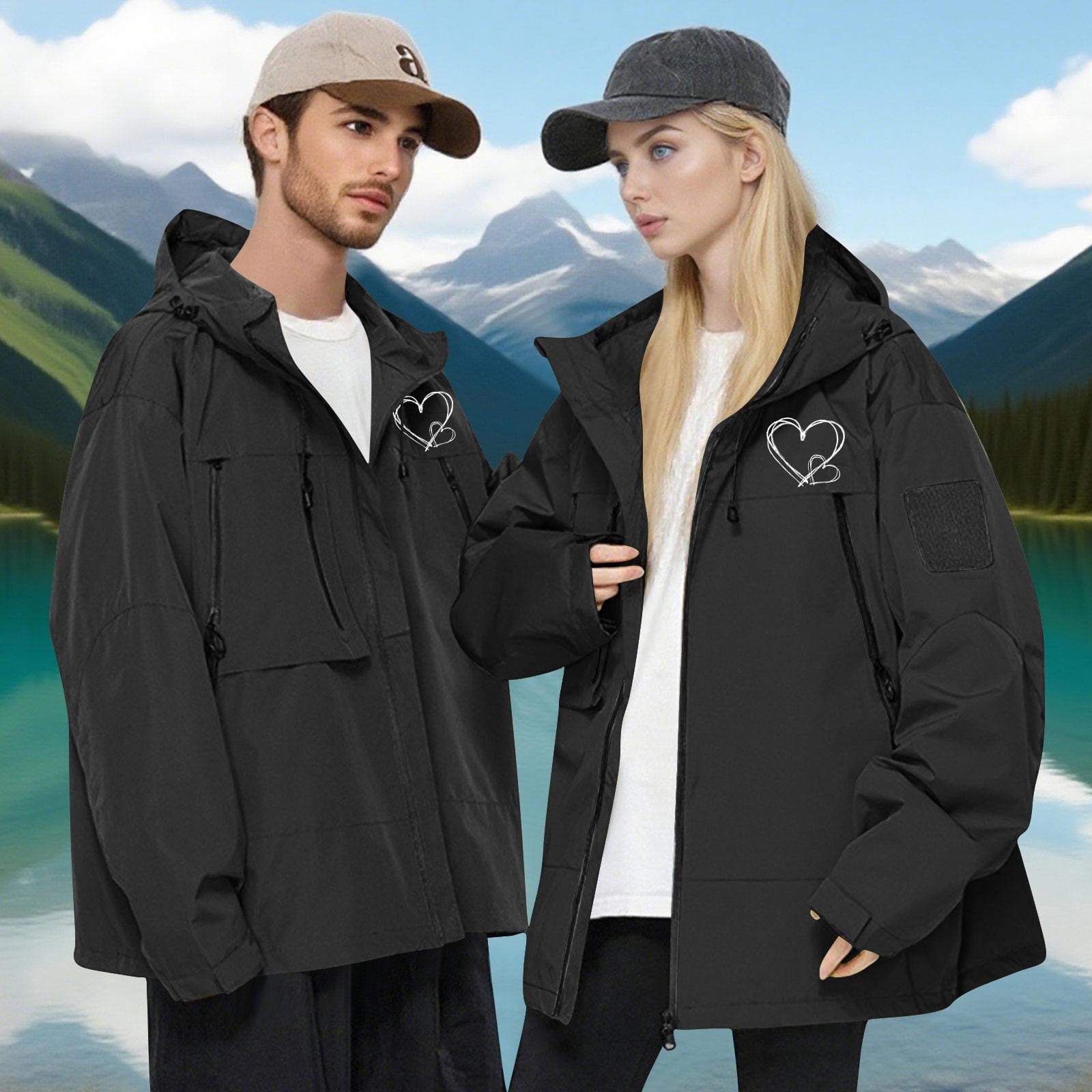 Vetsdori Outdoor Sweatshirts for Women Water Proof Zip Up Zipper Heart ...
