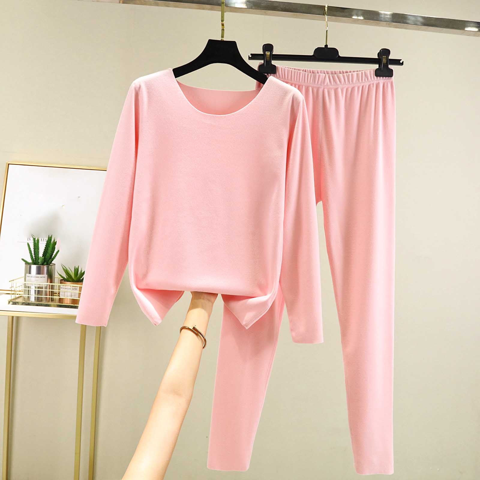 Elvqul Pajamas for Women Summer Pajamas Set 100%Cotton Thickened Pink ...