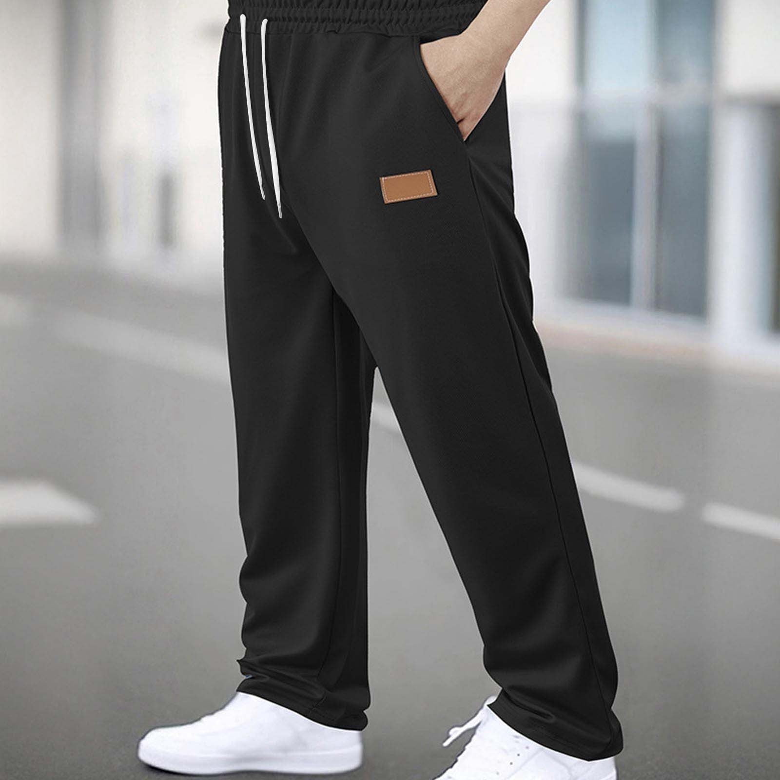 Elvqul Pants for Men Drawstring Bootcut Elastic Waist Pullover Straight ...