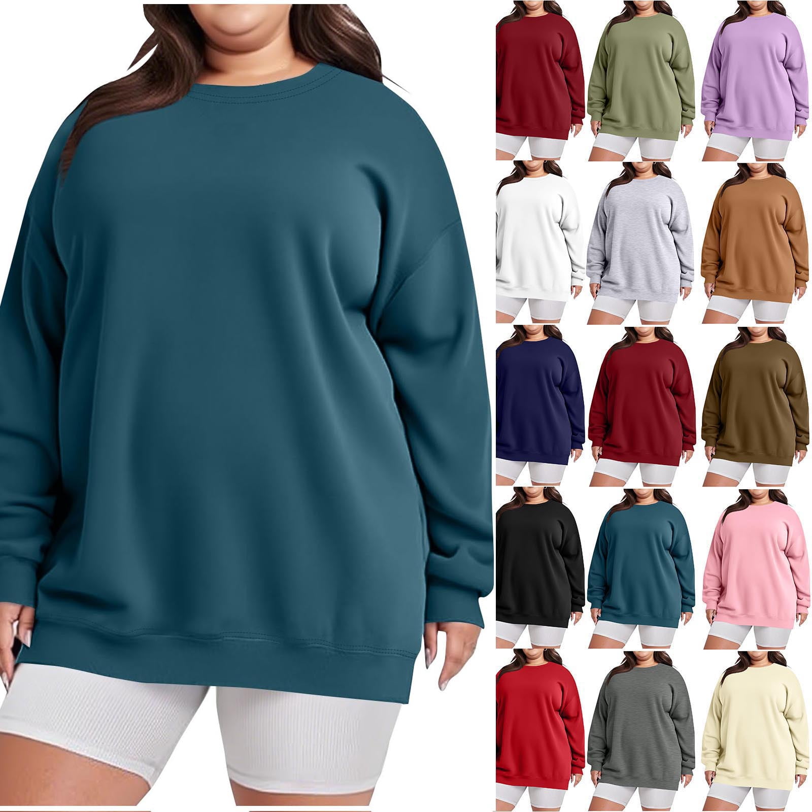 Elvqul Plus Size Pullovers and Sweatshirts for Women Long Sleeve Winter ...