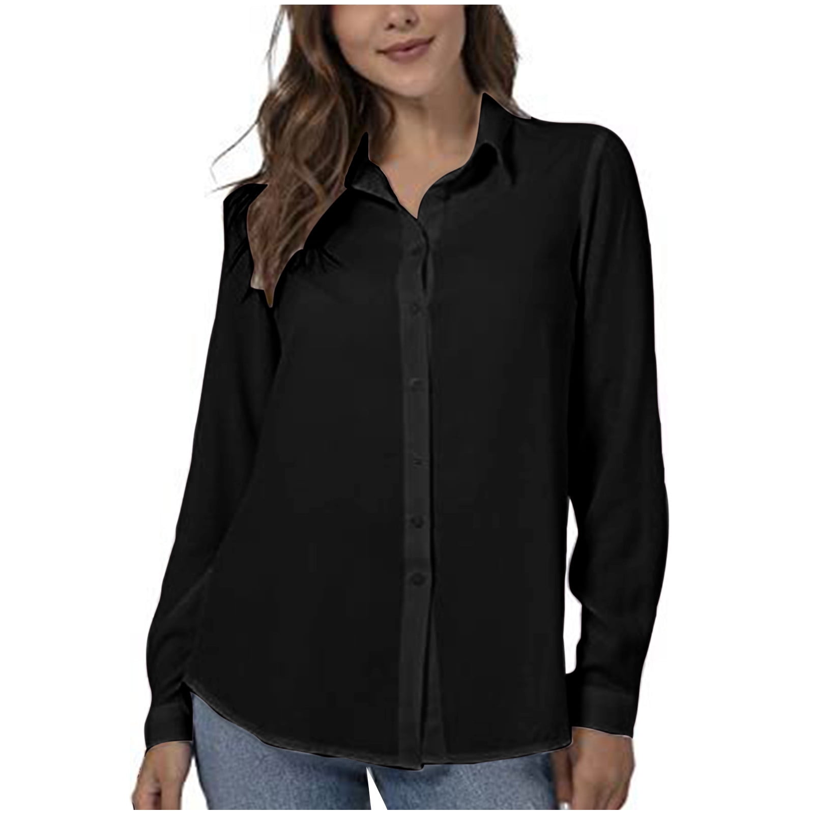 Elvqul Plus Size Shirts for Women Long Sleeve Black Button up Tops for ... Elvqul Plus Size Shirts for Women Long Sleeve Black Button up Tops for ...