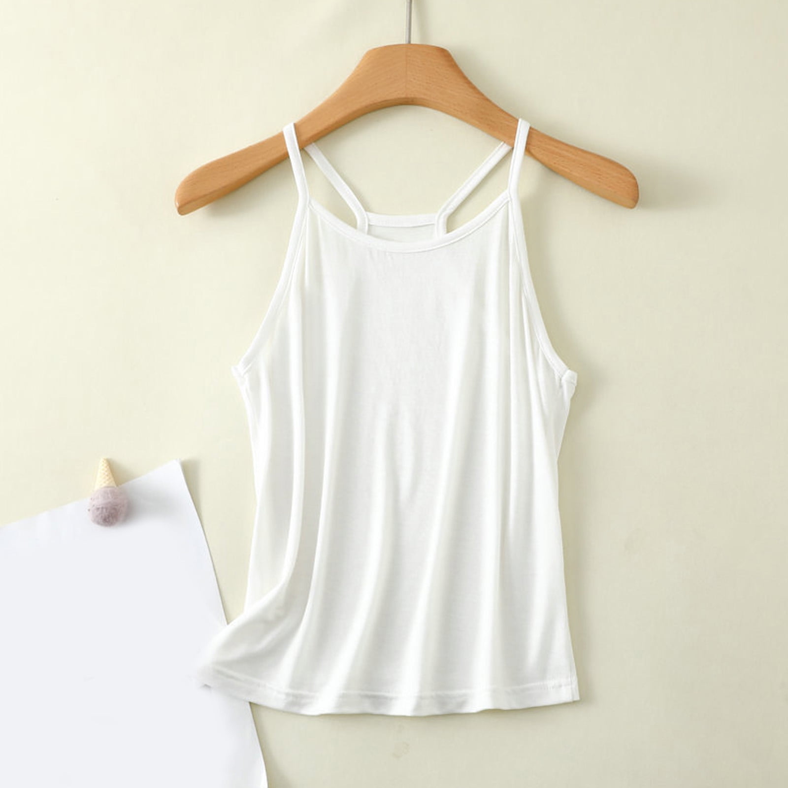 Elvqul Plus Size Tank Tops Women Cotton Solid Camisoles Sleeveless ...