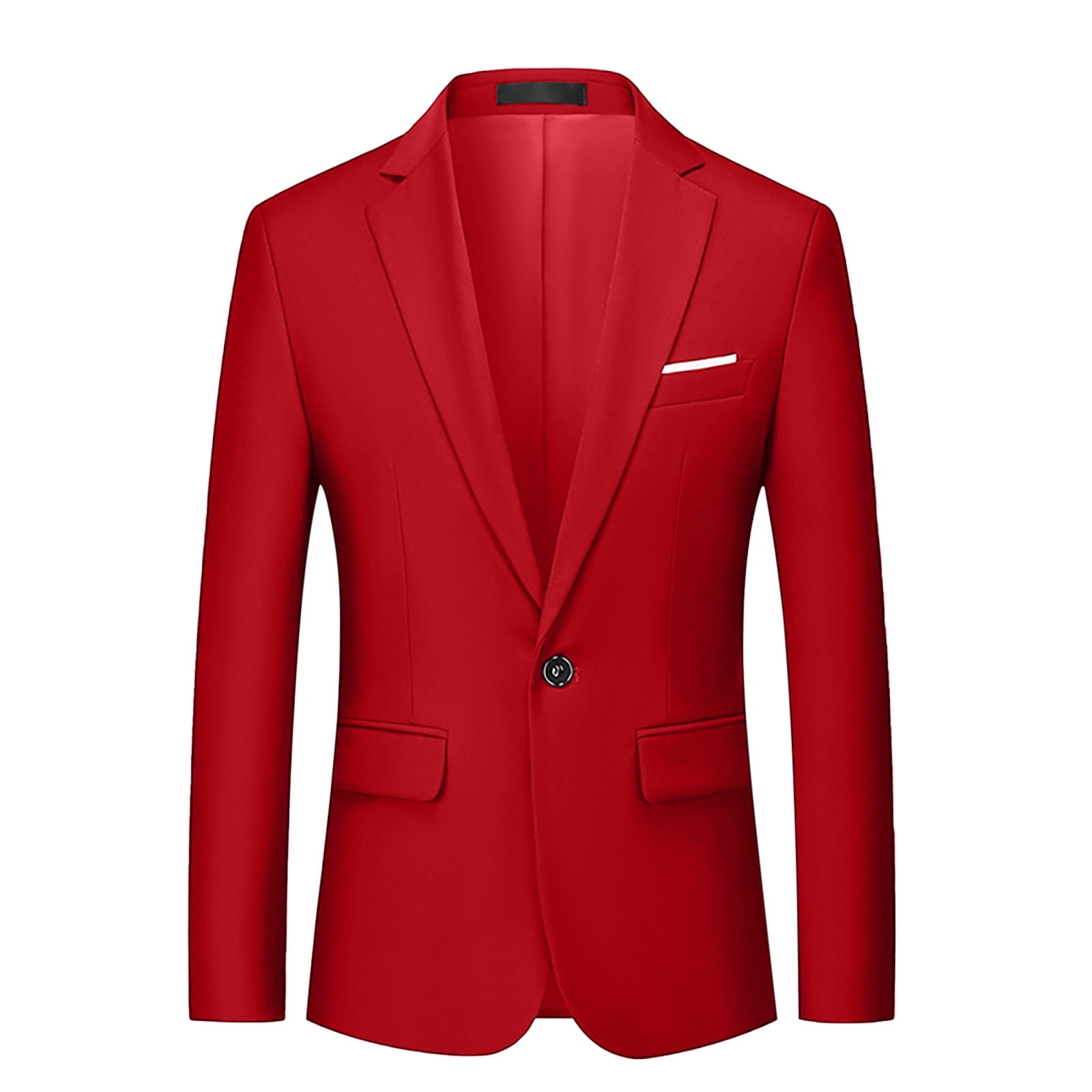 Elvqul Red Jackets Men Blazer Collared Big Winter Solid Jackets Button ...