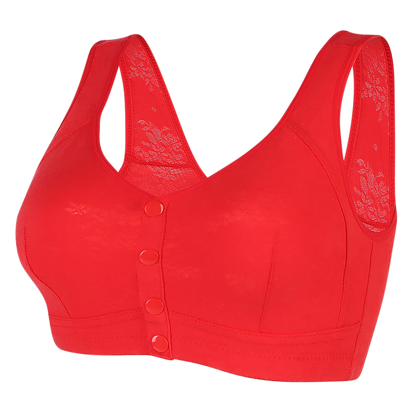 Elvqul Red Womens Bras Wireless Front Closure Plus Size Print ...