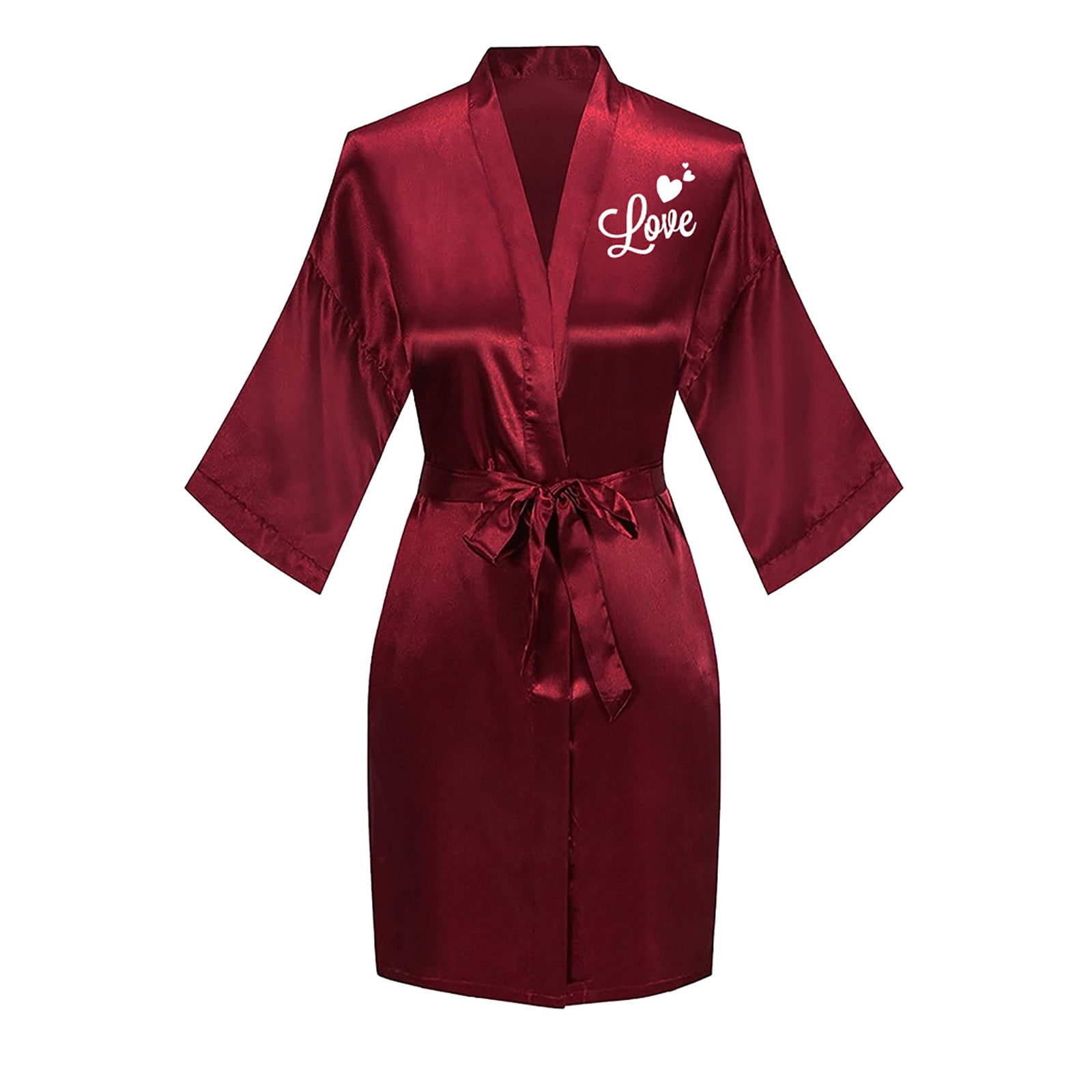 Elvqul Satin Robe Women Plus Size Silk Robe for Women Clearance Spa Red ...