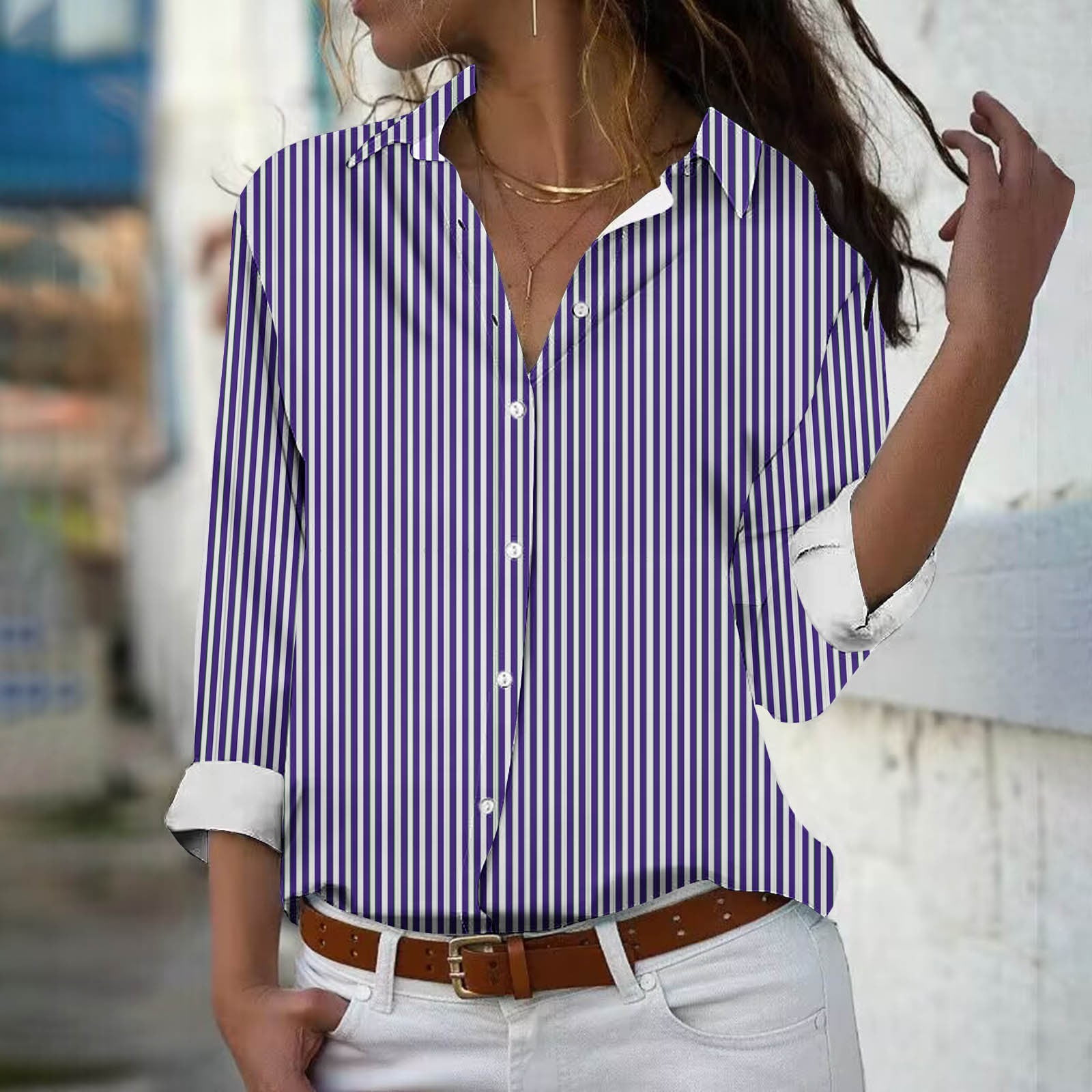 Elvqul Shirts for Women Long Sleeve Button up Blouses for Women Navy ... Elvqul Shirts for Women Long Sleeve Button up Blouses for Women Navy ...