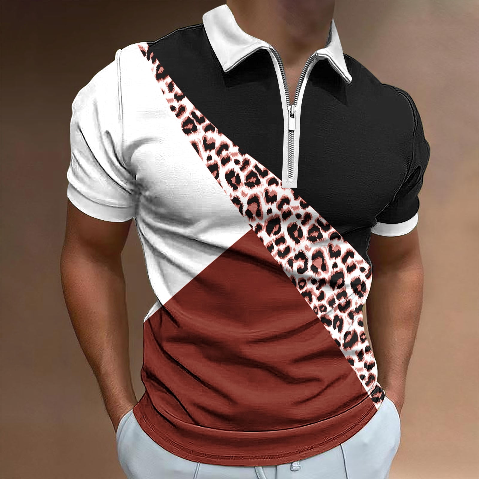 Elvqul Short Sleeve Shirts for Men Printed Slim Fit Pull-On Collared ...