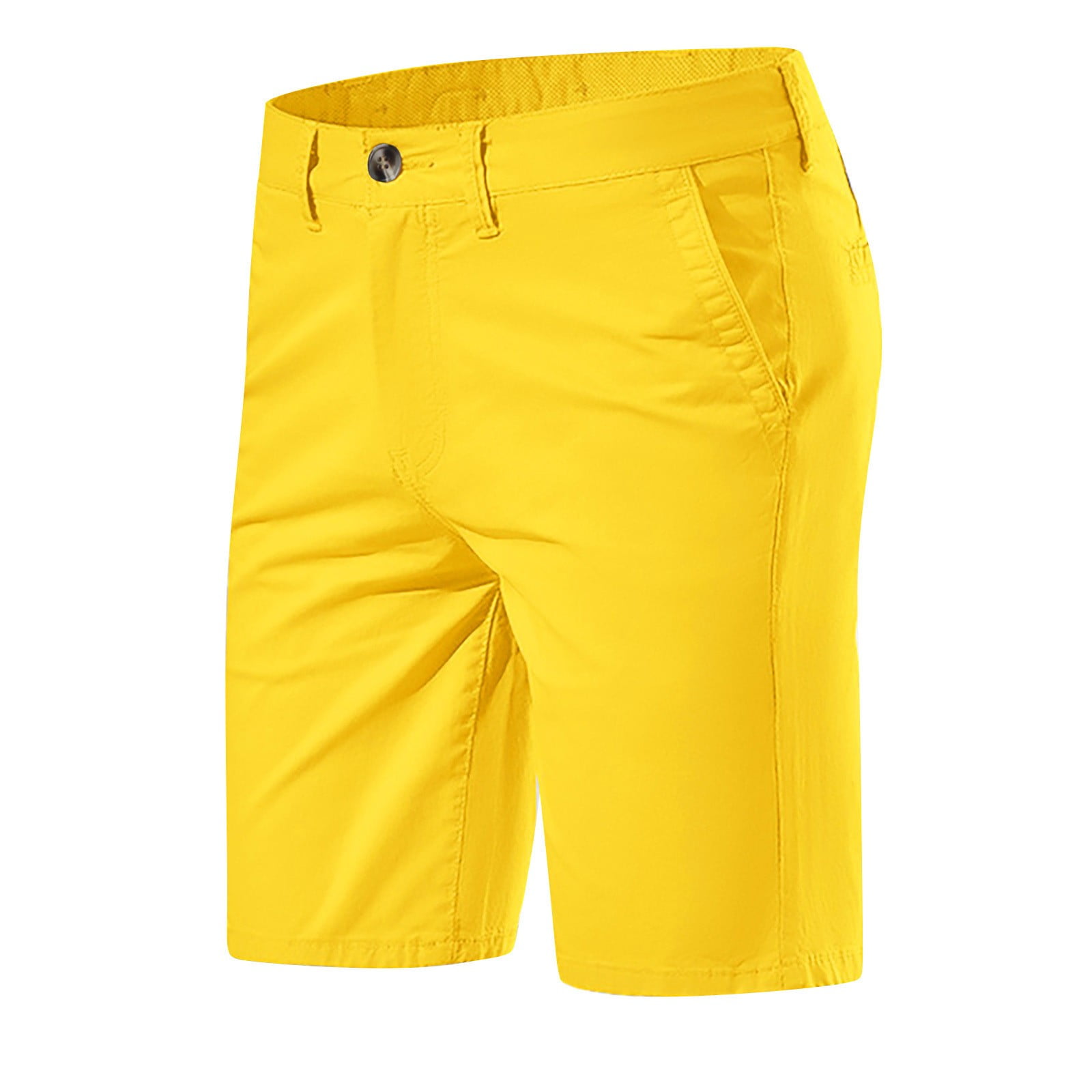 Elvqul Shorts for Men Yellow Flat Front Plain Casual Mens Shorts ...