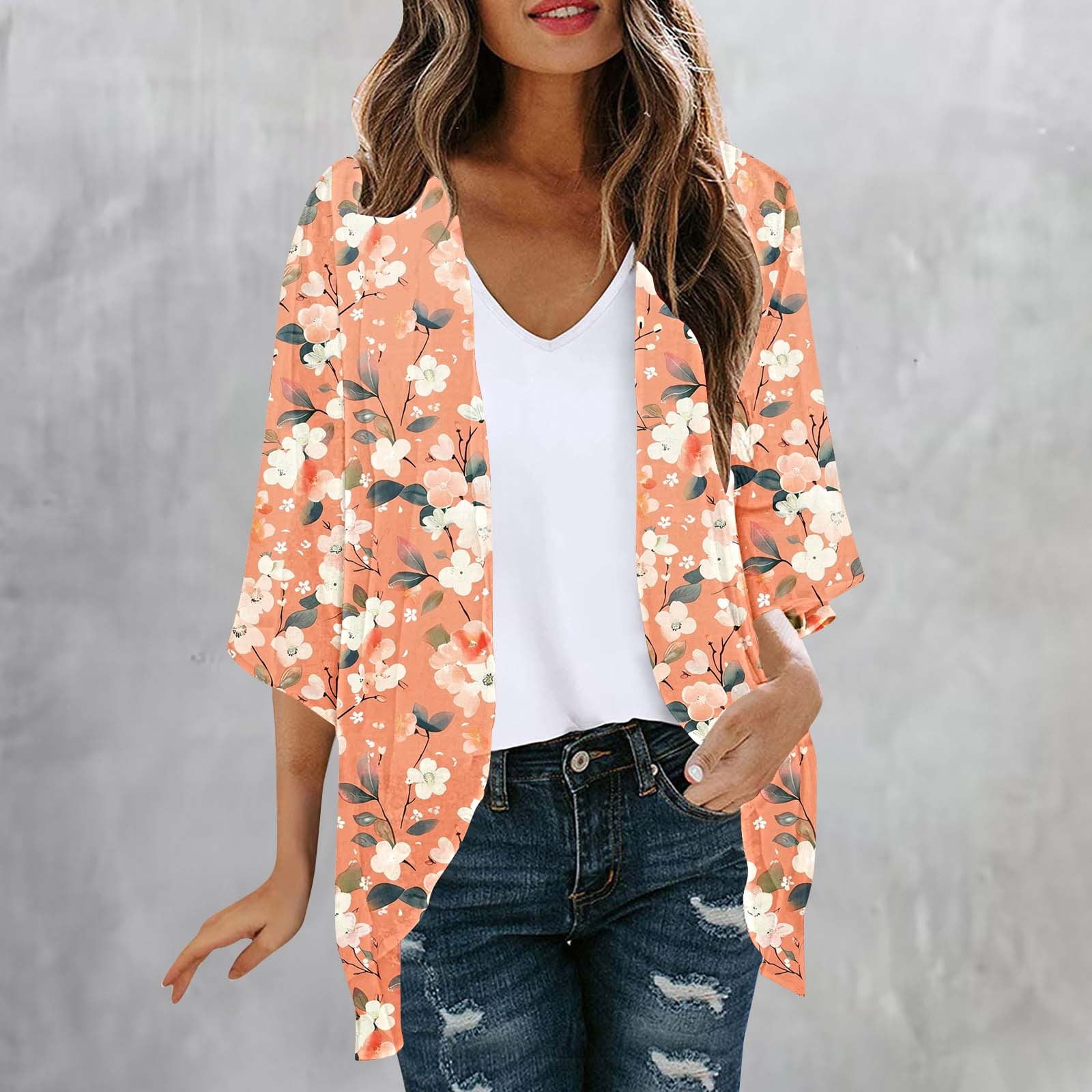 Elvqul Soft Sweaters for Women Plus Size Multicolor Cardigans 3/4 ...