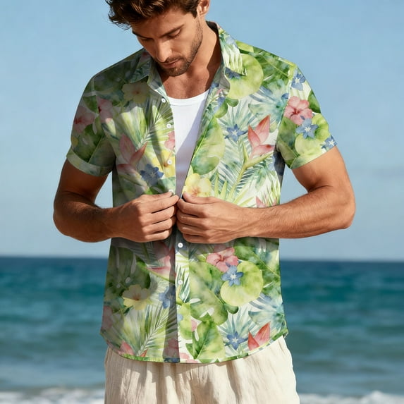 Elvqul Soft T-Shirt for Men Short Sleeve Button Down Mens Shirts Plus ...